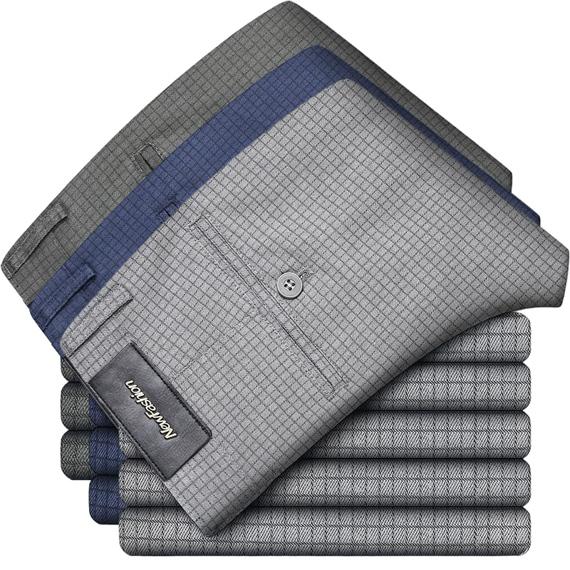 Pantalones-el-sticos-a-cuadros-para-hombre-ropa-informal-de-negocios ...