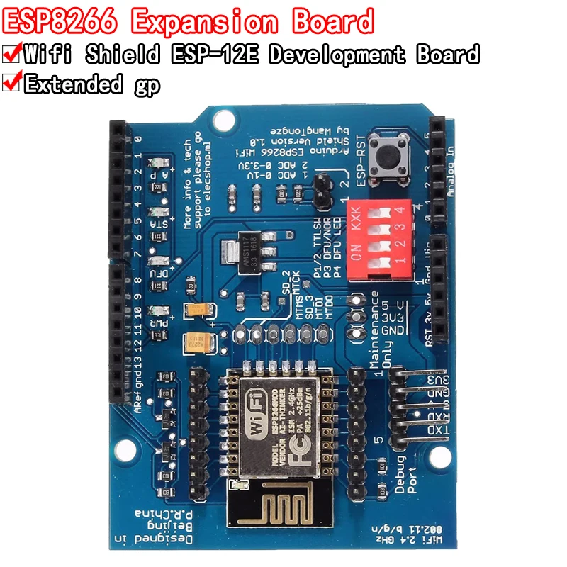 ESP8266-ESP-12E-UART-WIFI-Wireless-Shield-Development-Board-For-Arduino-UNO-R3-Circuits-Boards ...