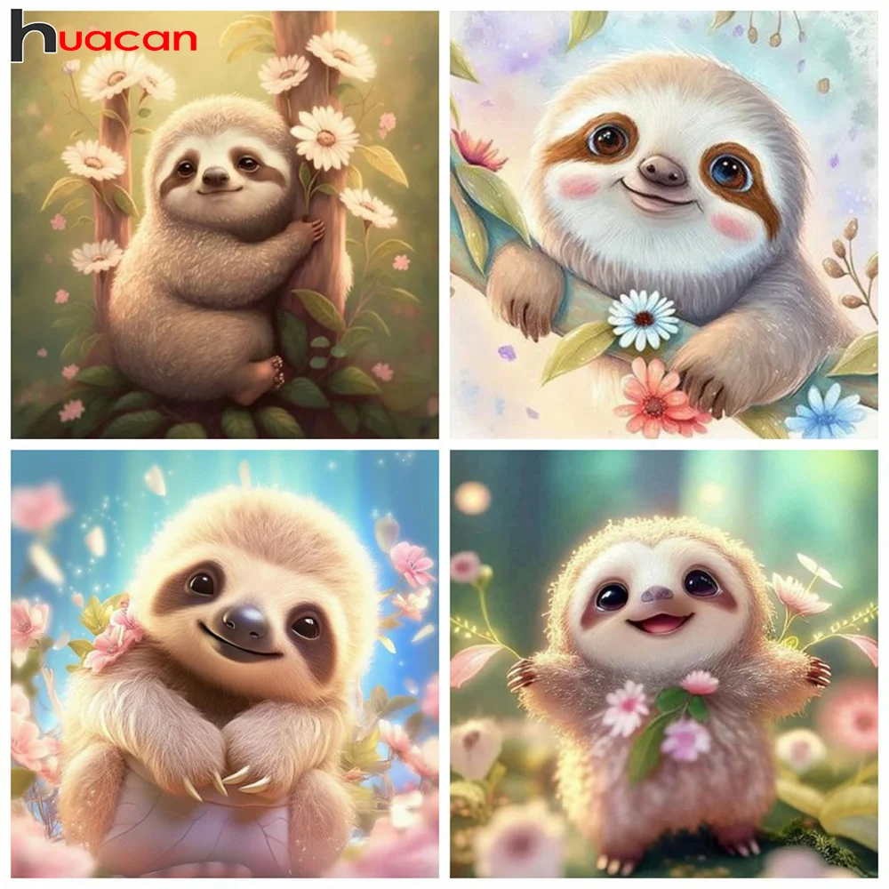 Huacan-New-Arrivals-Diamond-Mosaic-Animal-Sloth-5D-Diy-Diamond ...