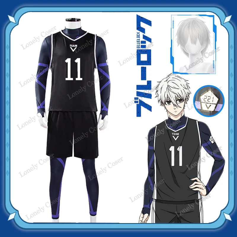Anime Blue Lock Seishiro Nagi Cosplay disfraz peluca #11 Team V ...
