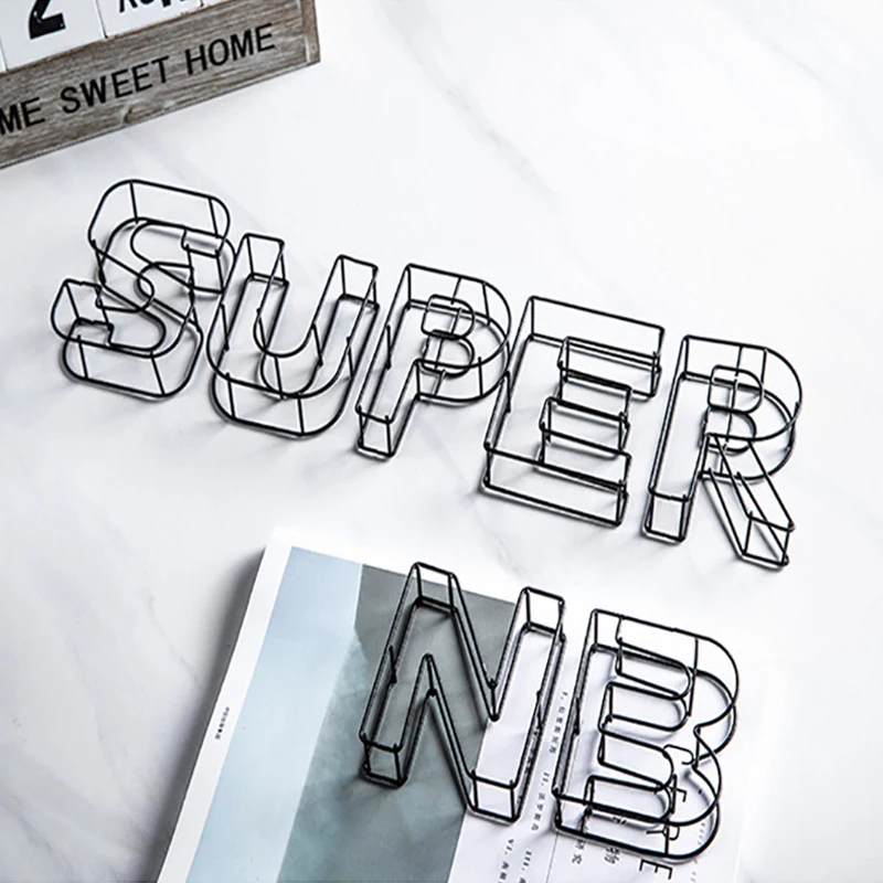 Industrial-Style-Wrought-Iron-Alphabet-DIY-Doorplate-Sign-Metal-Hollow ...