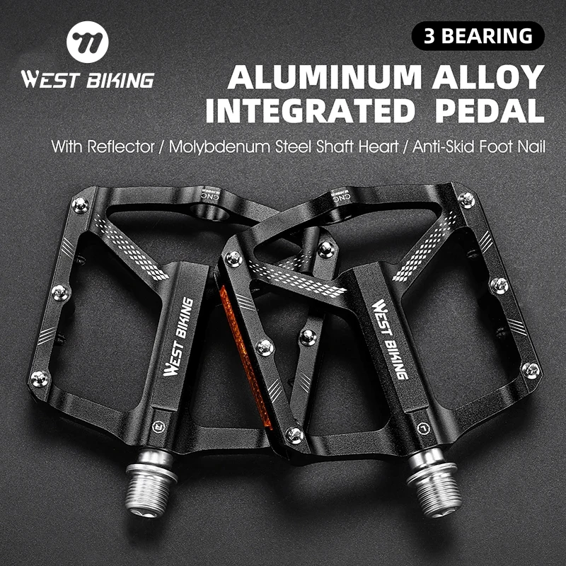 WEST BIKING 3 Bearings Reflective Bike Pedal Aluminum Alloy Anti Slip ...