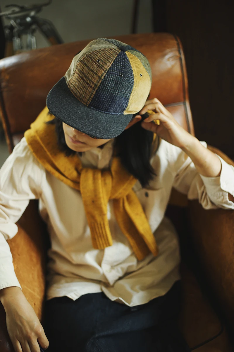 Remains-Tweed-Corduroy-Patchwork-Baseball-Cap-Vintage-Unisex-Flat-Peak ...