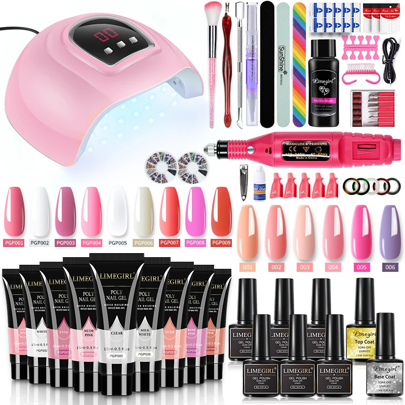Manicure Set Poly Nail Gel Set With Nail Gel Polish Kit And Electric ...