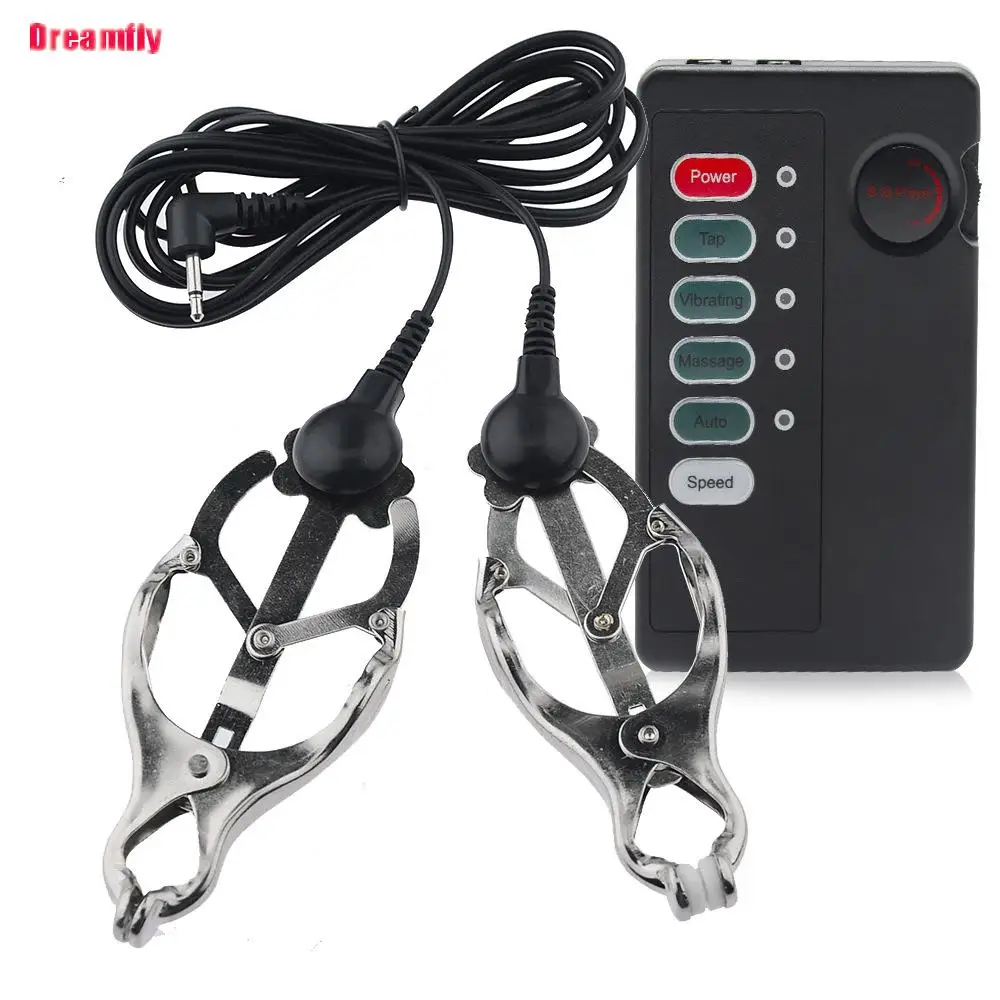 Metal Nipple Clamps E-Stim Clitoris Women SM Bondage Adult Game ...