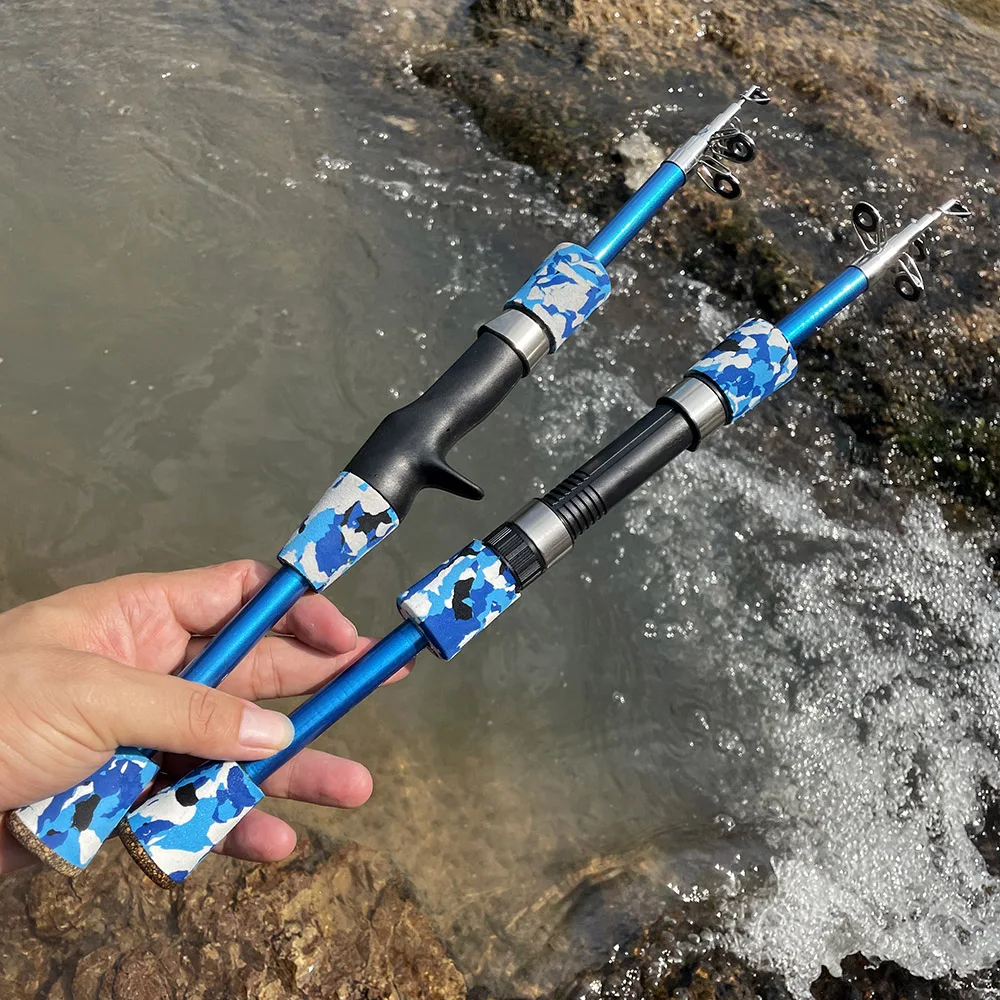 Telescopic Fishing Rod 1.3M 1.5M 1.8M Cork Handle Spinning Casting Pole ...