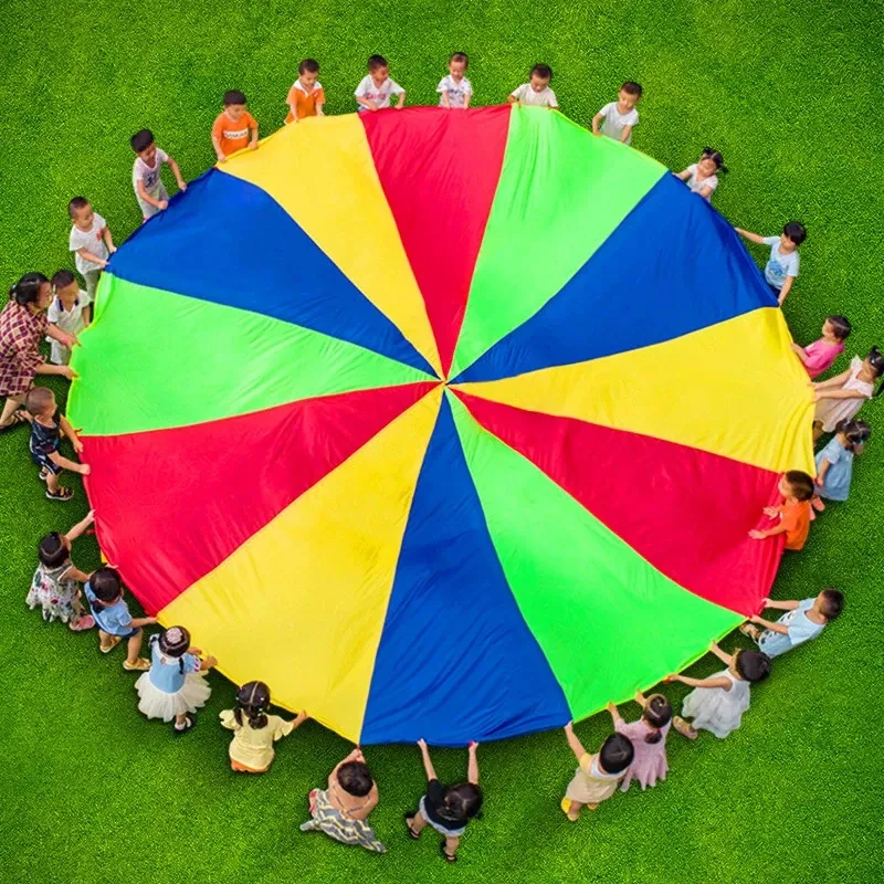 Multiple-People-Outdoor-Camping-Rainbow-Umbrella-Parachute-Toy-Jump ...