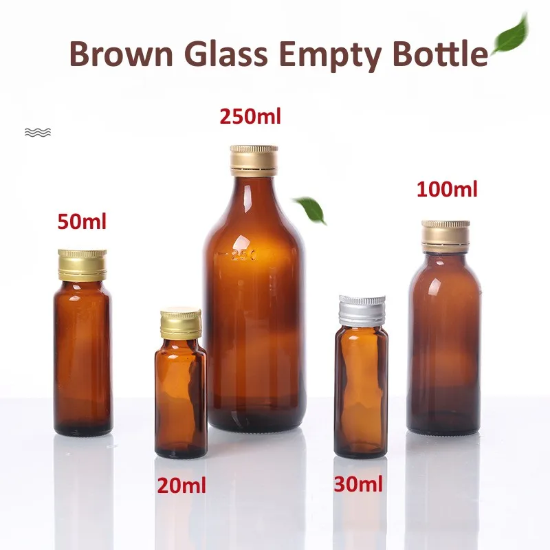 20-30-50-100ml-Brown-Glass-Bottle-With-Screw-Cap-Small-Glass-Jars-Empty ...