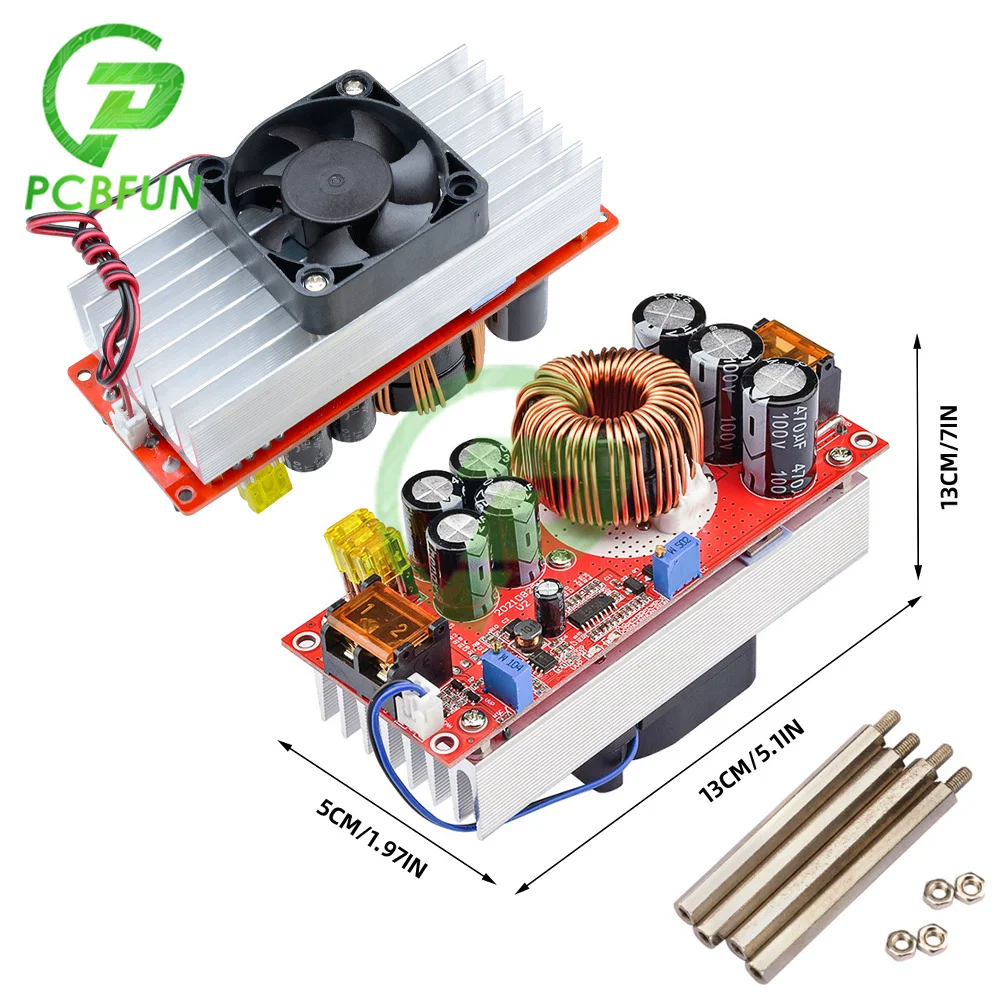 1800W 40A DC-DC Boost Converter Step Up Power Supply Module 10-60V to 12-90V Adjustable Voltage ...