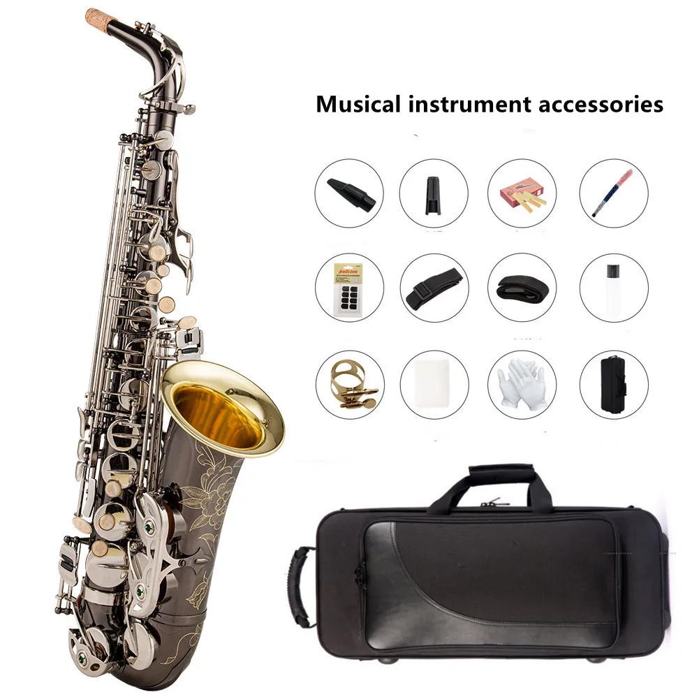 Alto and Tenor Saxophone E-Flat Black Nickel Gold Bell Sax Mouthpiece ...