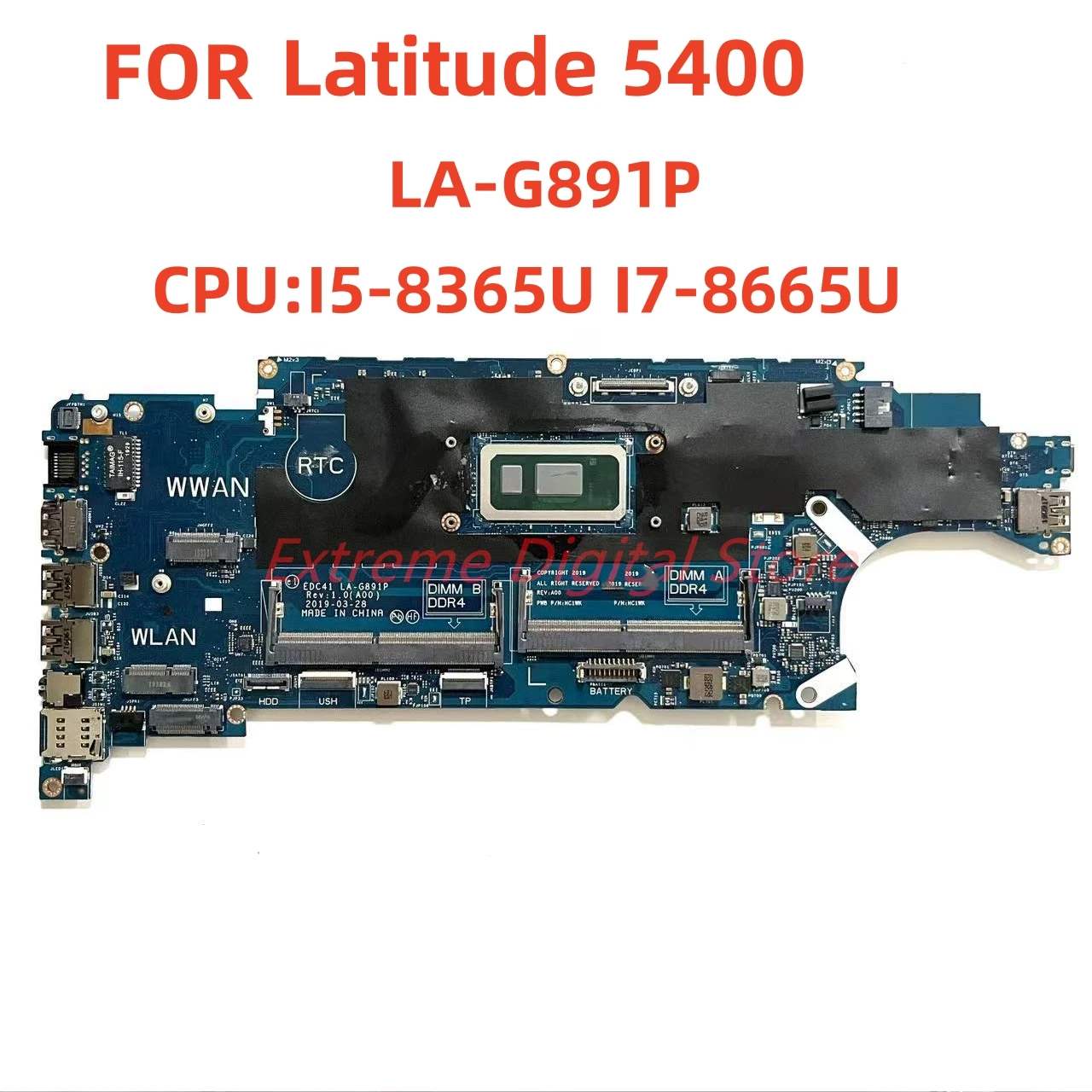 LA-G891P For Dell Latitude 5400 laptop with I5 I7-8TH CPU 100% tested ...