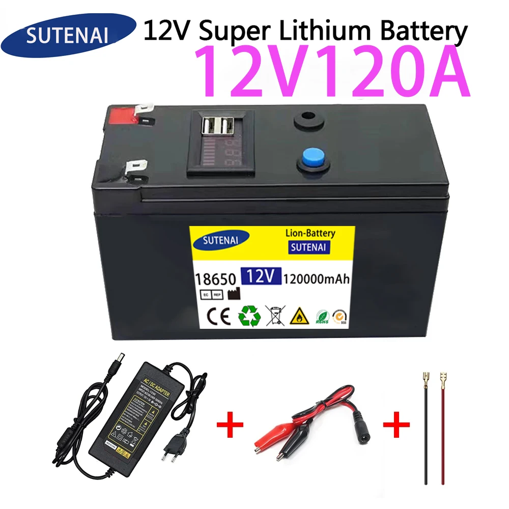 12V Battery 120Ah 18650 lithium battery pack Rechargeable battery for ...