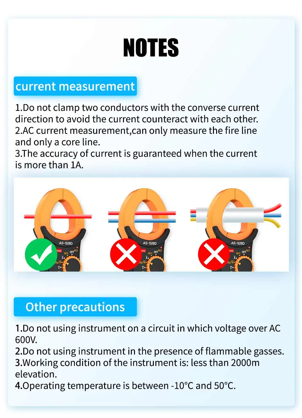 Aicevoos AS-528A/B/D Digital Clamp Meter