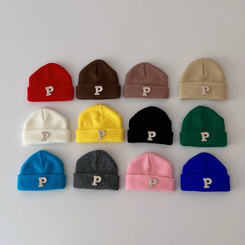 Baby-Thermal-White-Letter-P-Beanies-Caps-Autumn-Winter-Korean-Fashion ...