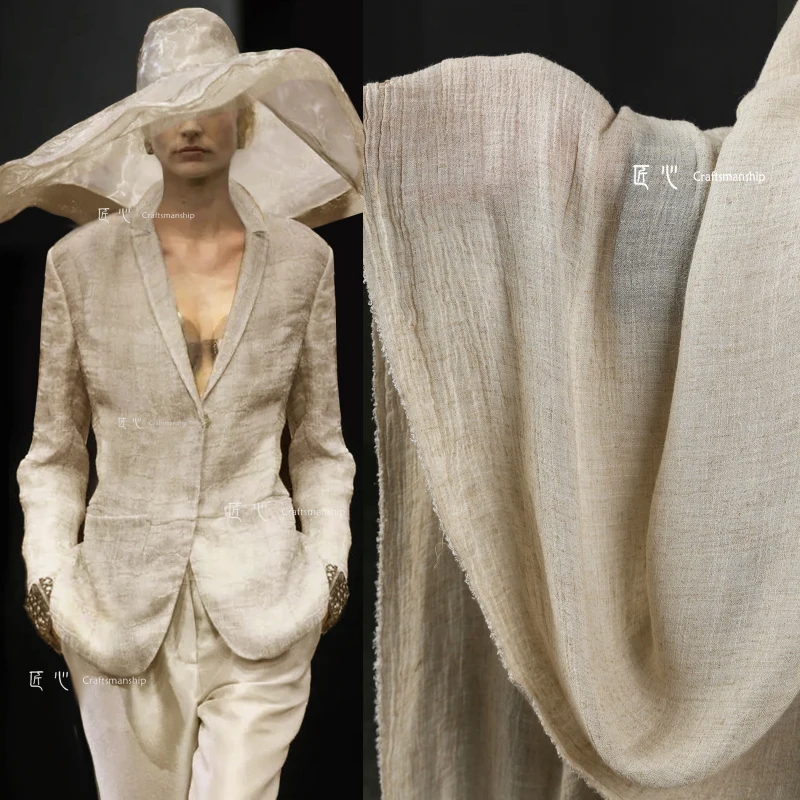 Cotton-Linen-Sheer-Fabric-Lightweight-Cardigan-Dress-Clothing-Designer ...