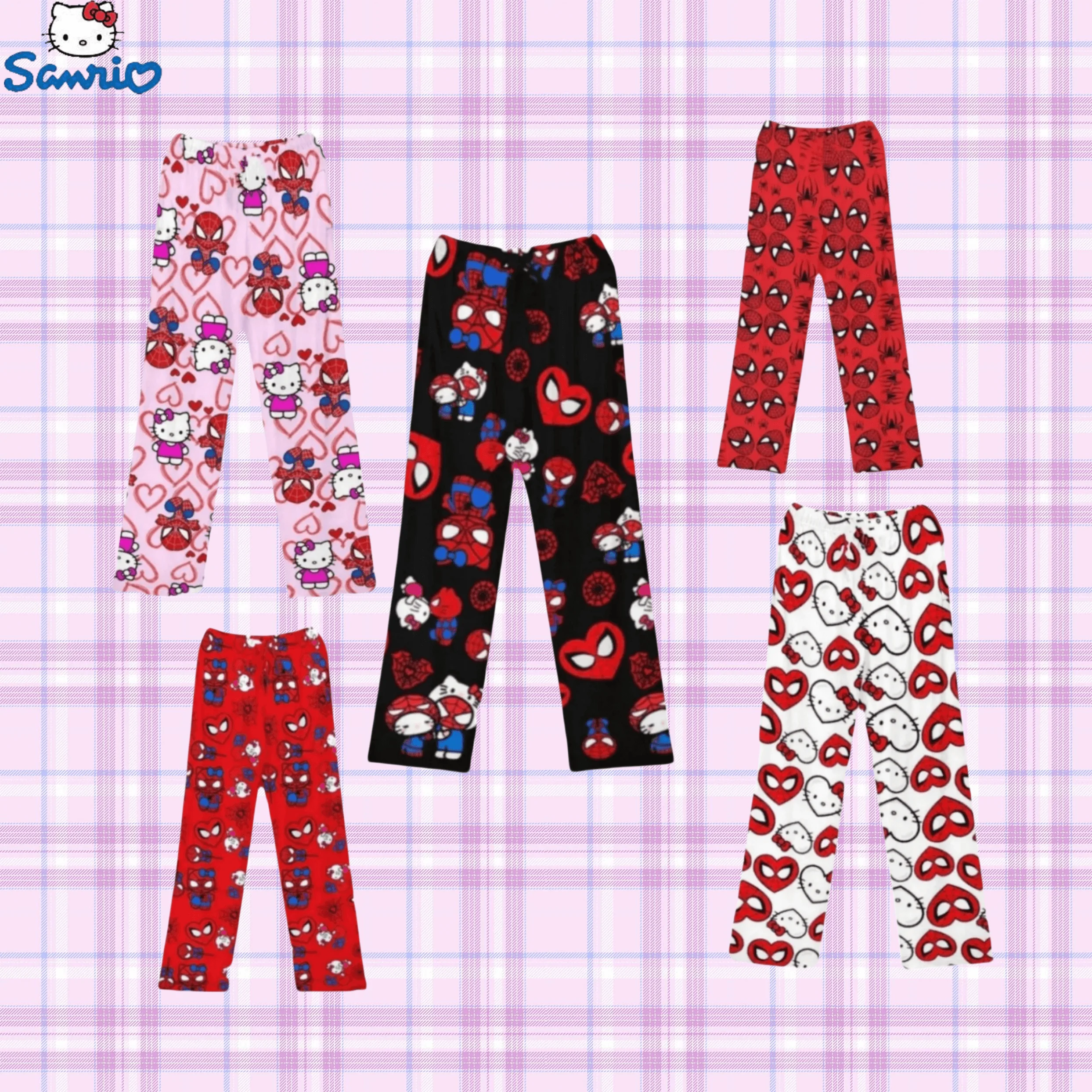 Miniso-Spiderman-Hello-Kitty-Cartoon-Women-s-Pajama-Long-Pants-Spring ...