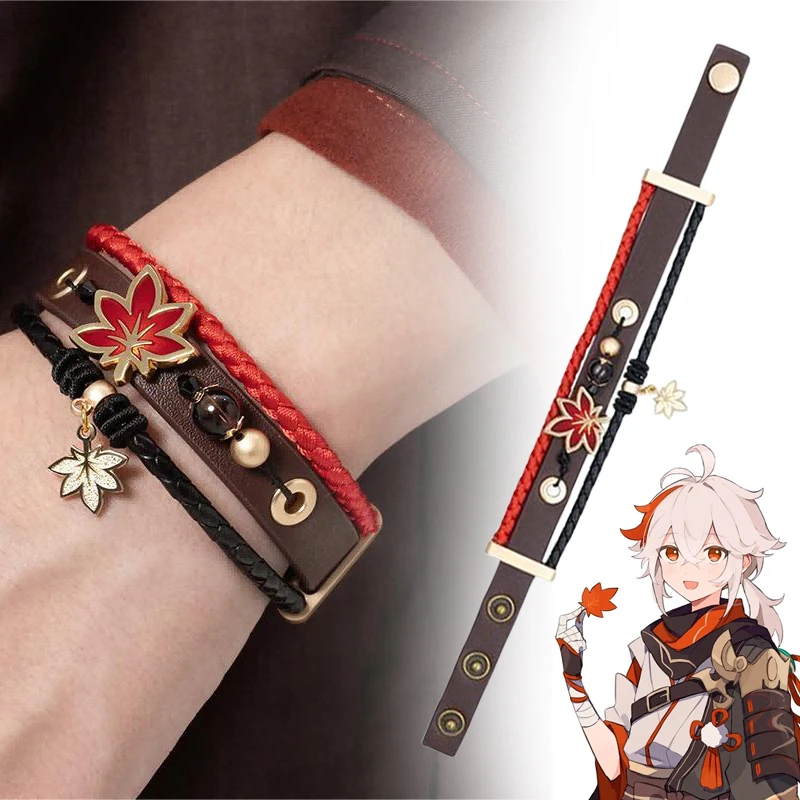 Anime Genshin Impact Kaedehara Kazuha Cosplay Bracelet Maple Leaves ...