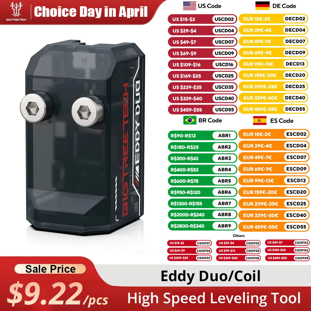 BIGTREETECH Eddy Coil Eddy Duo High-Speed Leveling Tool for Klipper 20 ...