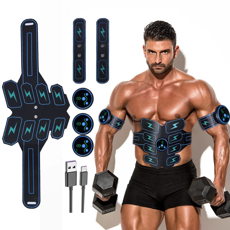 ABS Toning Belt Muscle Training EMS Trainer Muscle Stimulator USB ...