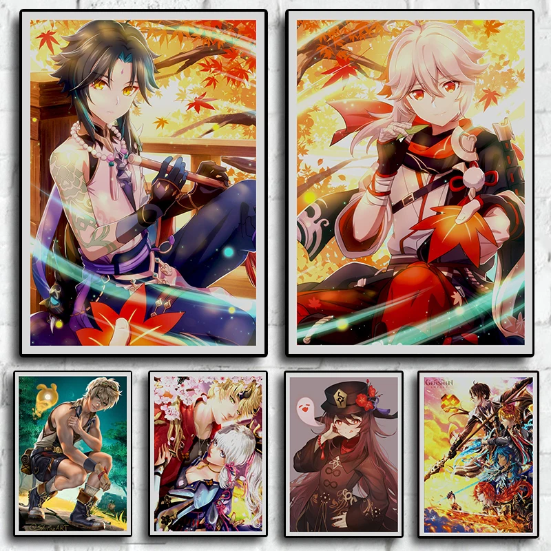 Genshin impact poster conjunto xiao ayato hutao anime figura gamer ...