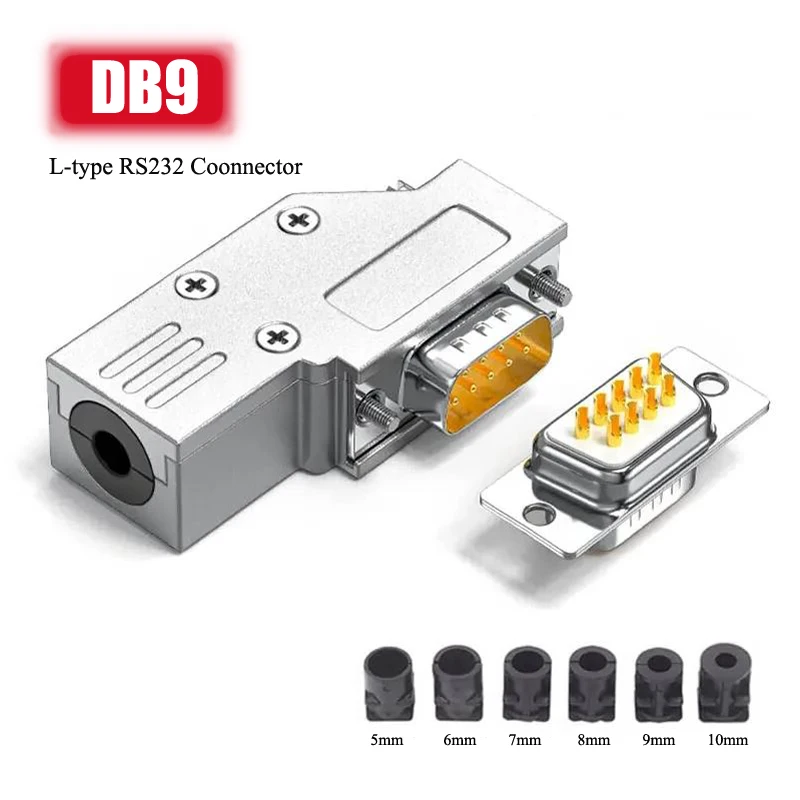 Metal-Shell-DB9-Terminal-90-Degrees-RS232-Serial-Port-Connector-Mini ...