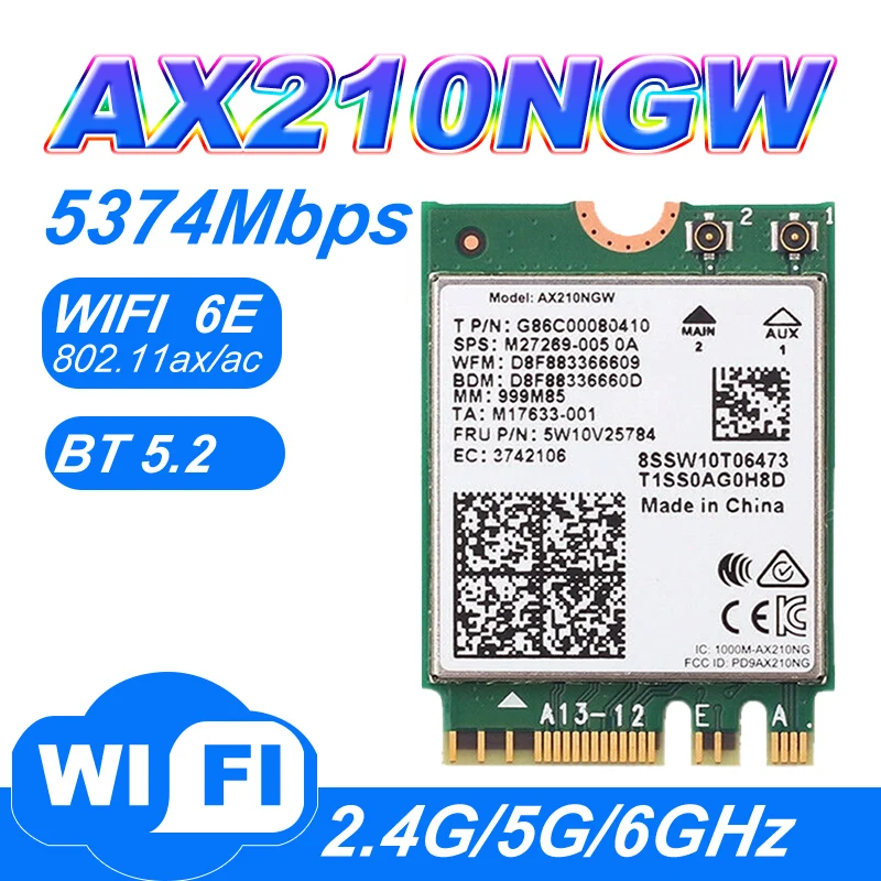 Intel Wireless Dual Band 210NGW Ax210ngw 2.4Gbps 5Gbps 802.11ax WiFi 6E ...