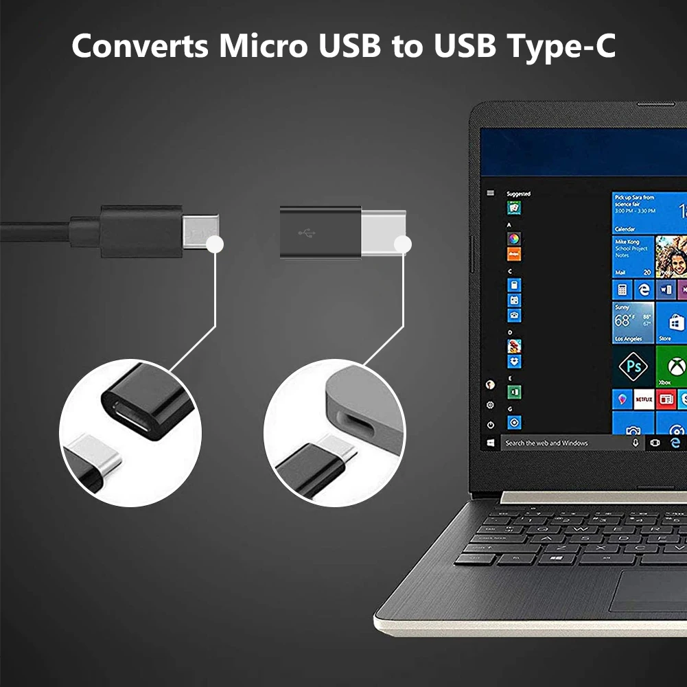 Métal c à usb noir - Adaptateur OTG Type c vers Micro USB 100 femelle, 3.0 pièces, convertisseur ...