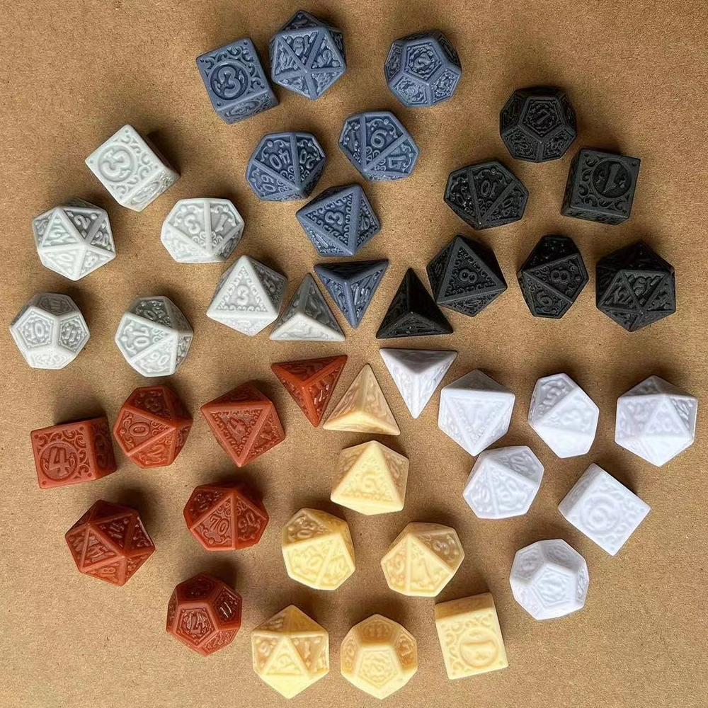 7cs/lot Polyhedral Dice Numbers of D4 D6 D8 D10 D% D12 D20 Vintage Dice ...