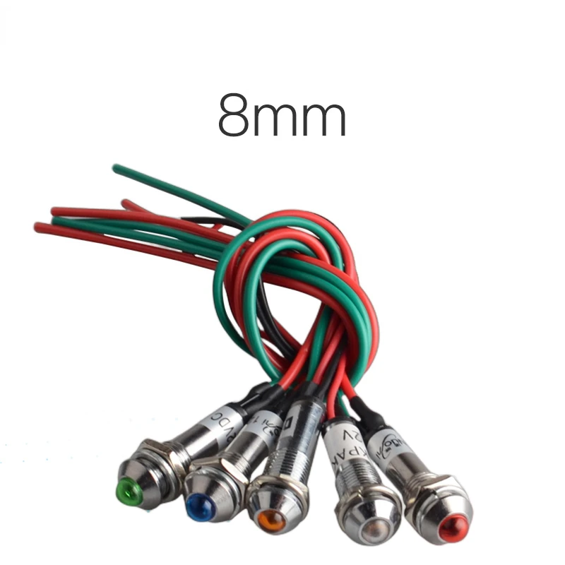 1pcs 8mm signal light pilot lamp signal light DC5V DC12V DC24V 220VAC ...