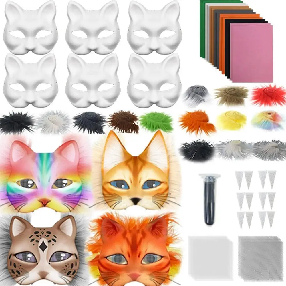 Masques de chat pour peinture, artisanat, masques de chat pour peinture ...