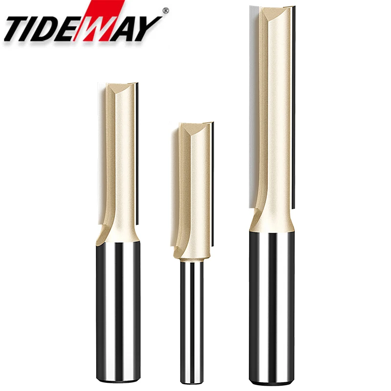 Tideway Straight Router Bits 1/2 1/4 Shank Double Flute Plunge Milling ...