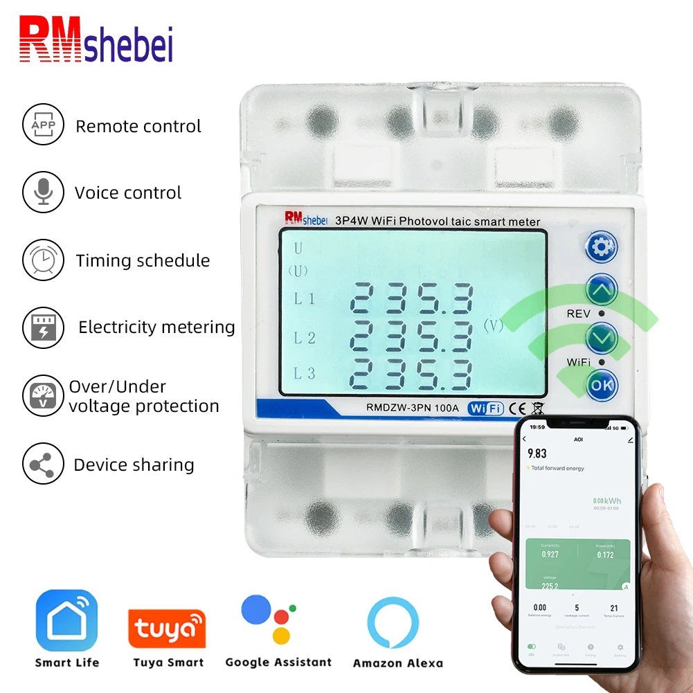 Tuya smart circuit breaker 100A 4p 380V WiFi MCB Remote control voice ...