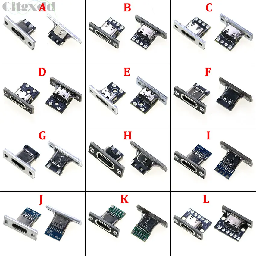 Cltgxdd 1 piezas 2 6 12 16 24 pines USB 3,1 tipo C conector hembra ...