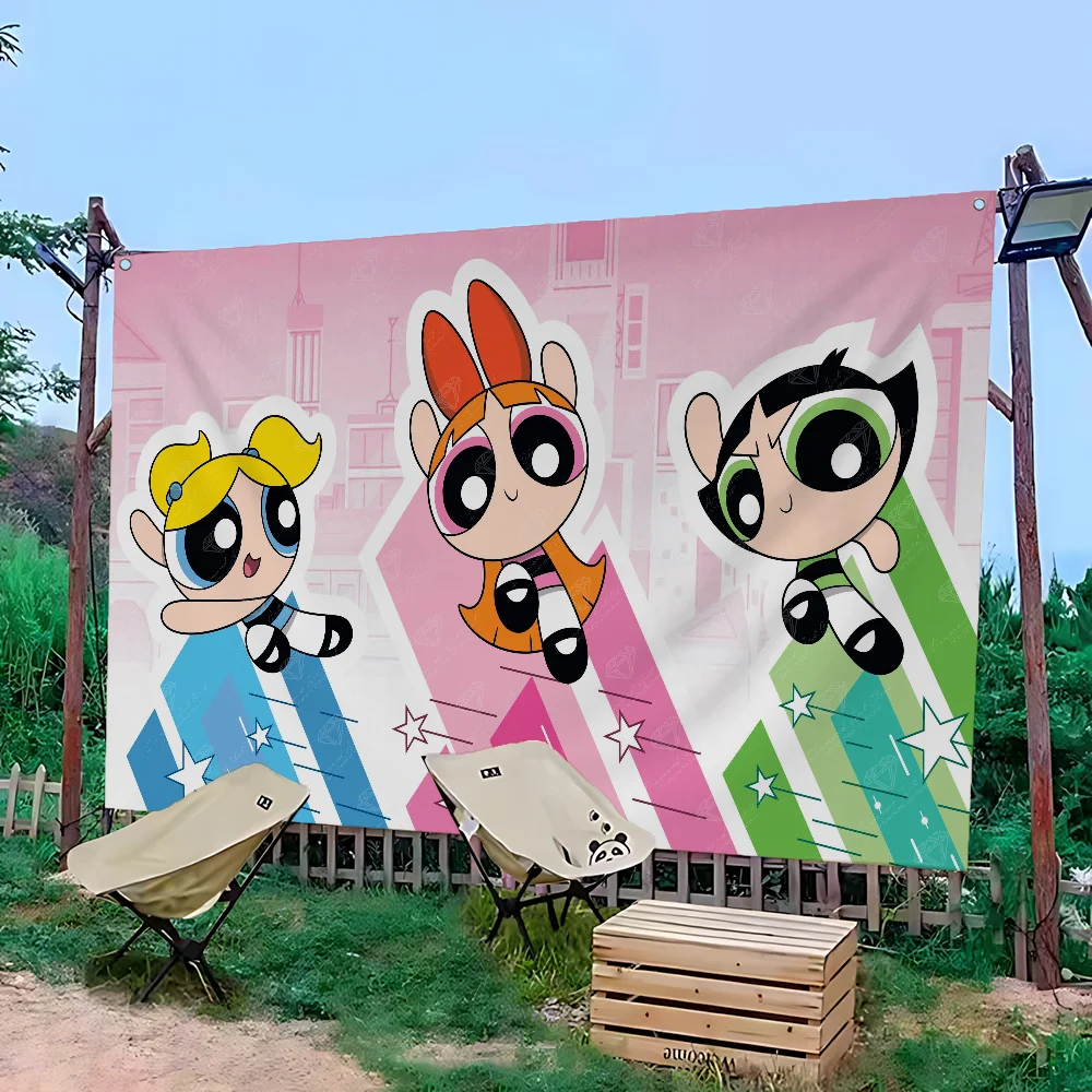 Kawaii P-Powerpuff Girls Anime Chart Flag for Living Room Home Dorm ...