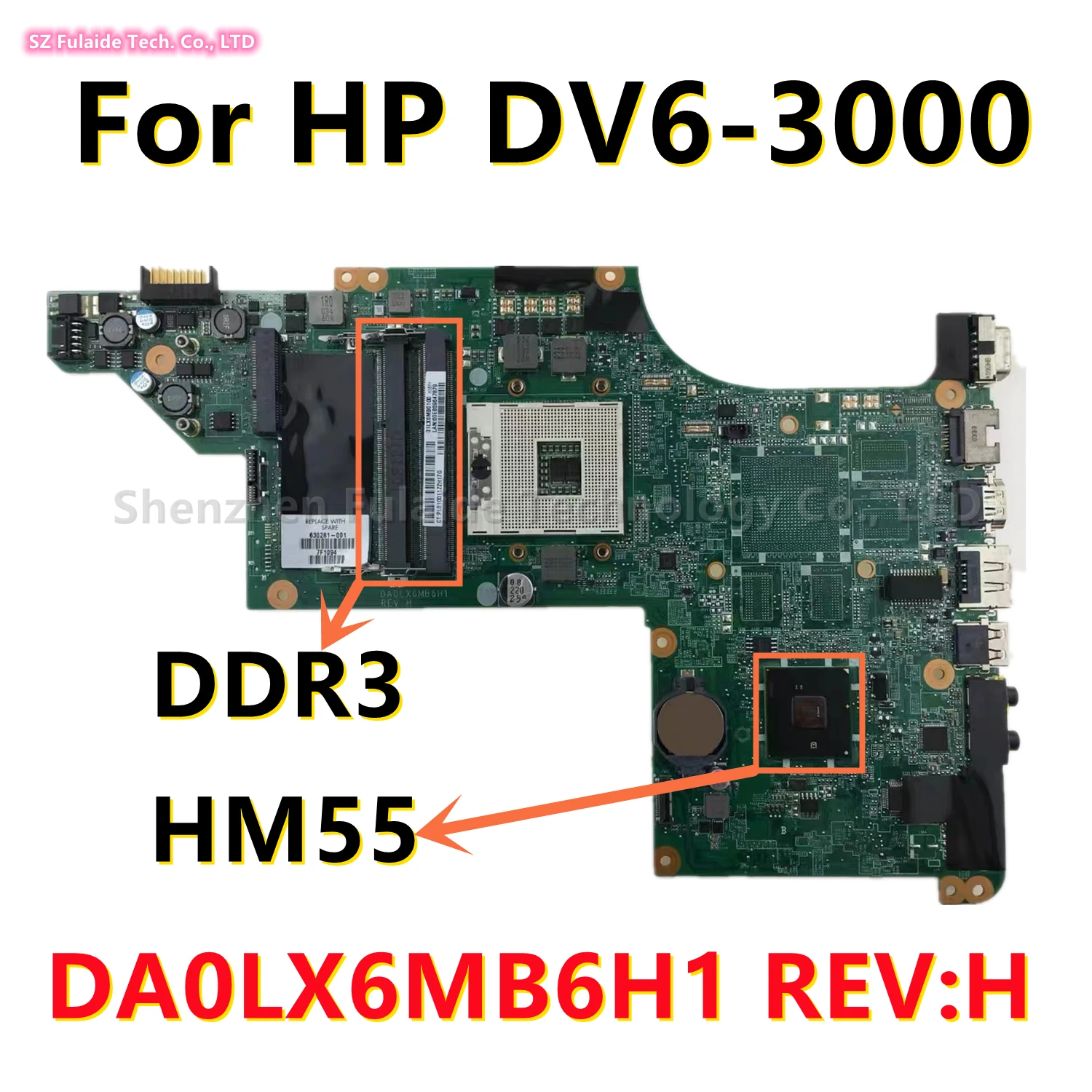 DA0LX6MB6H1 For HP DV6 3000 Laptop Motherboard HM55 DDR3 630281 001 ...