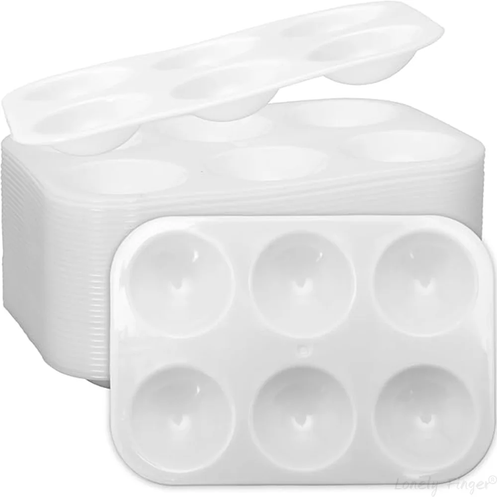 Plastic Paint Tray Palettes, 6 Wells White Watercolor Oil Palette ...