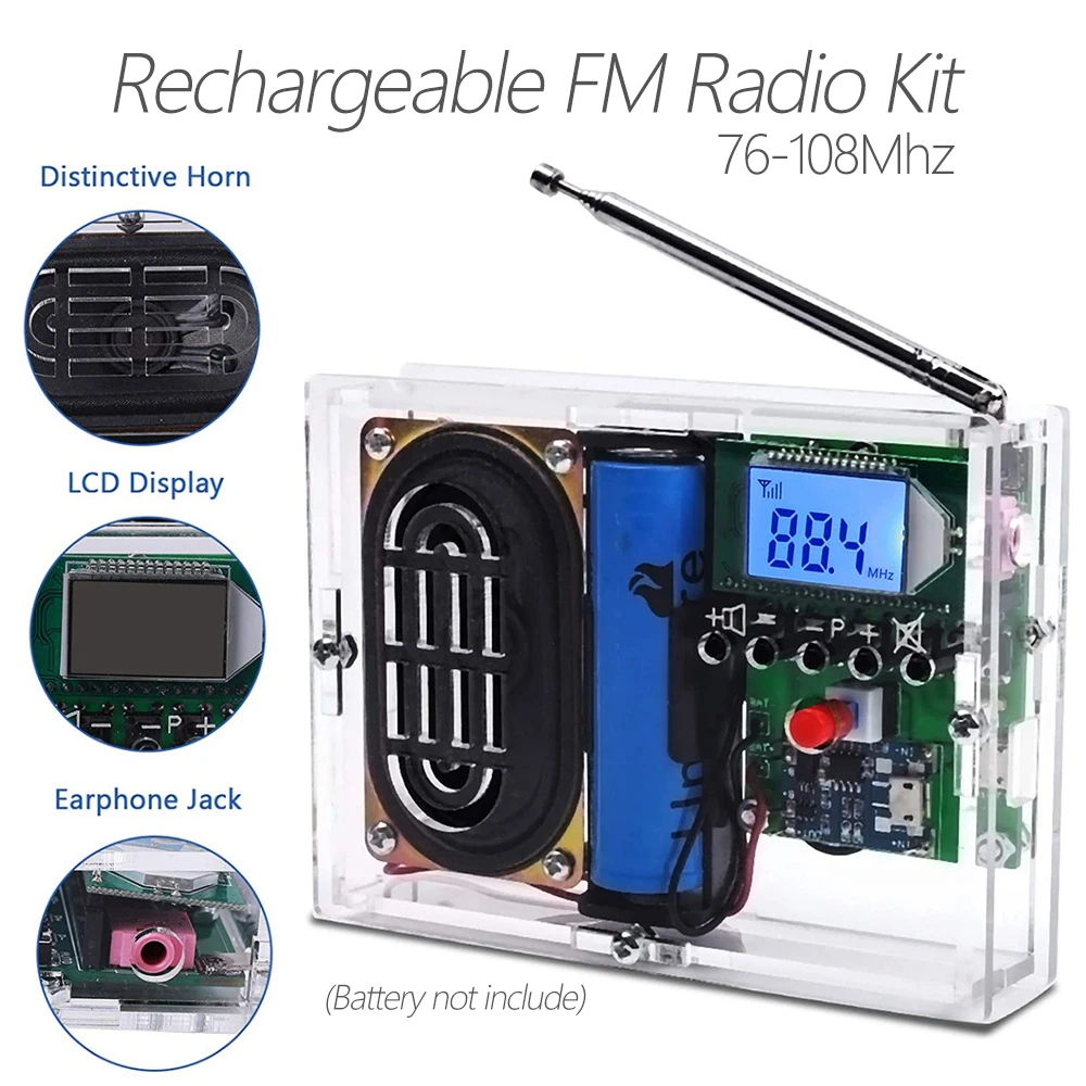 DIY Electronic Kit FM Radio Receiver Module 76-108MHz DIY Radio Speaker ...