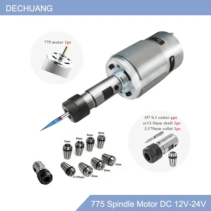 775-Spindle-Motor-DC-12V-24V-20000-RPM-Mini-Electric-Motor-Ball-Bearing ...
