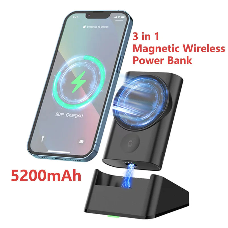 3-in-1-Magnetic-Power-Bank-5200mAh-Detachable-Dock-Station-Charger ...