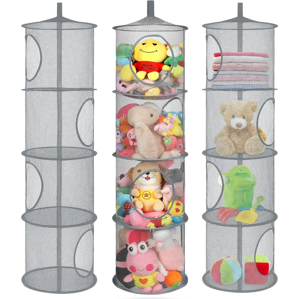 4-Layer Hanging Mesh Toy Storage Bag Foldable Organizing Mesh Suitable ...