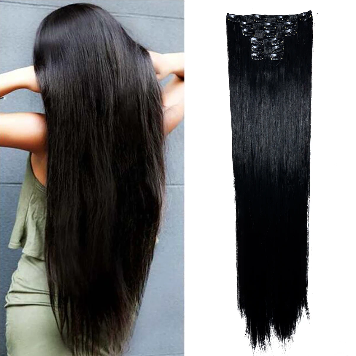 Synthetic 32 inch straight hair extensions
