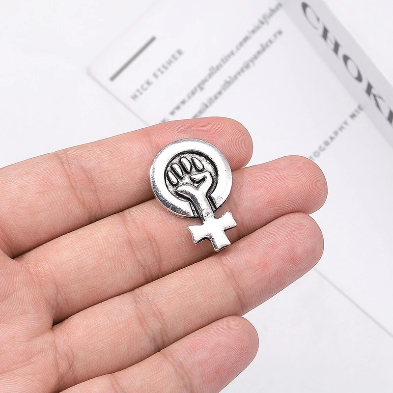 Women-Power-Pins-Custom-Silver-Color-Fist-Brooches-Girls-Support-Girls ...