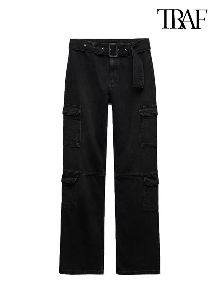 TRAF-Mujeres-Negro-Slim-Jeans-Vintage-Slim-Straight-Pantalones-Moda ...