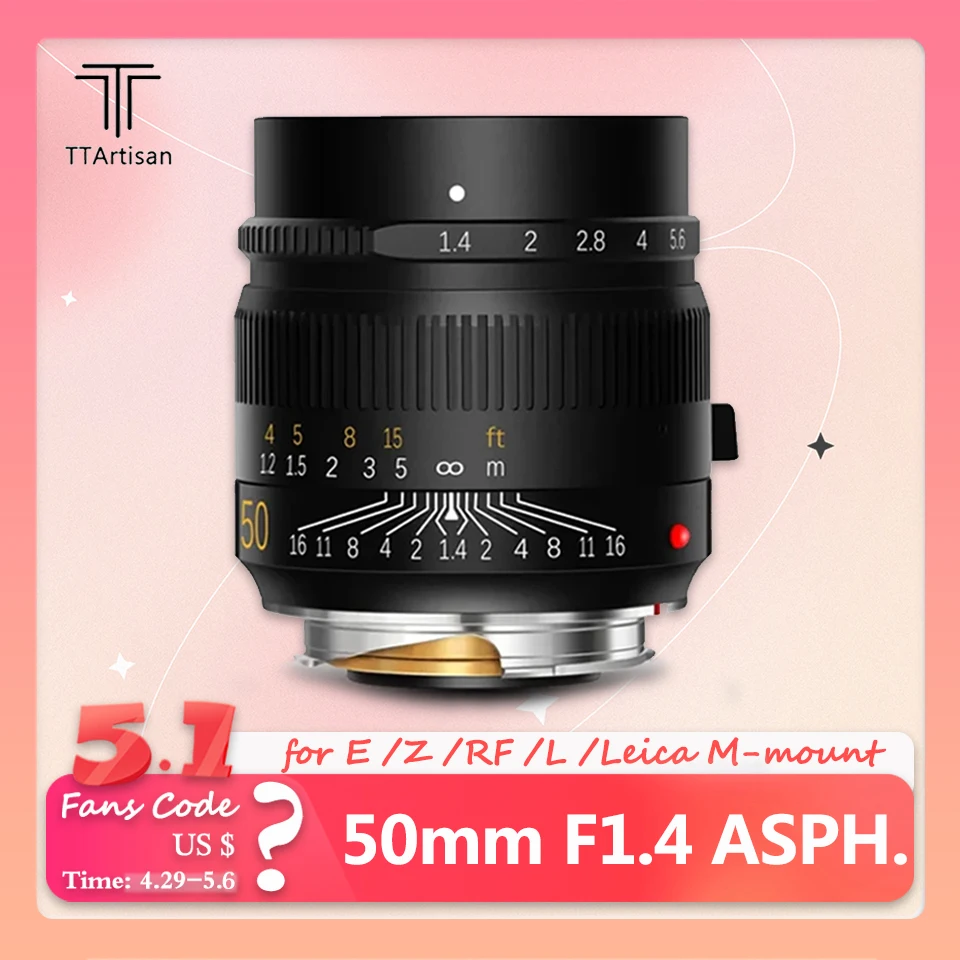 TTArtisan-50mm-F1-4-ASPH-Manual-Focus-Large-Aperture-Camera-Lens-for ...