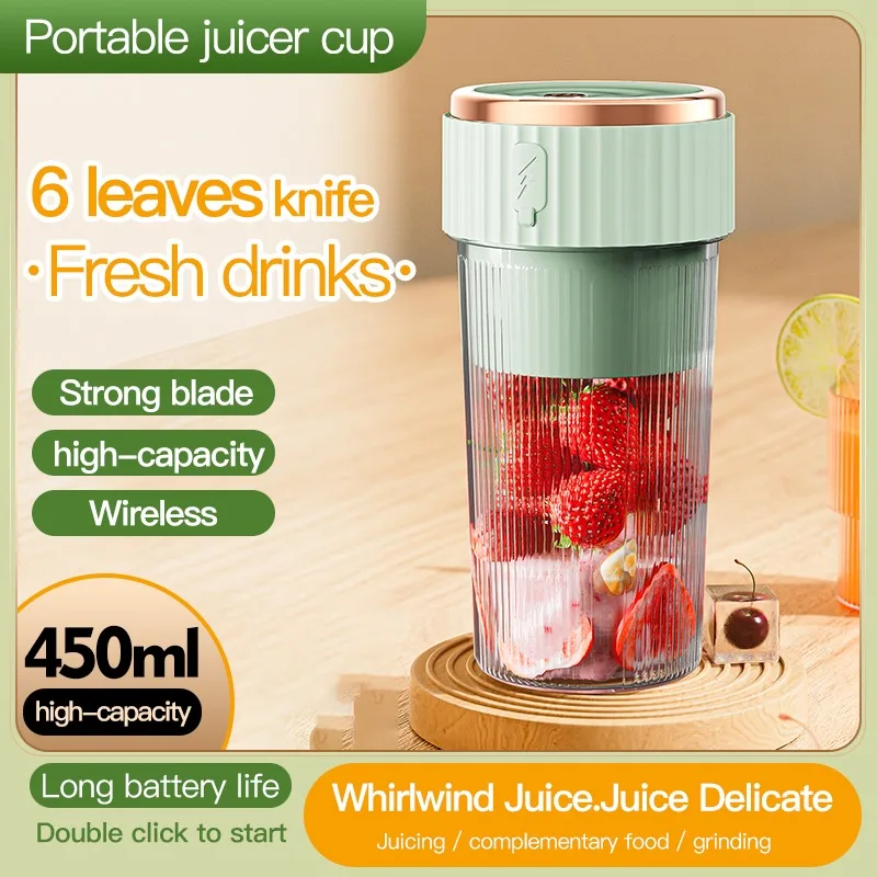 450ml-Juice-Blender-6-Blades-Portable-Fruit-Juicer-Blender-Rechargeable ...