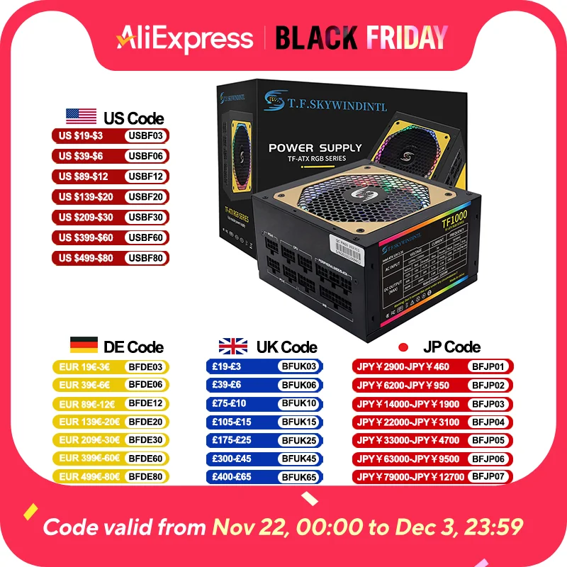 T-F-SKYWINDINTL-NEW-Gold-1000W-Computer-TF1000-Full-Modular-PC-Power ...