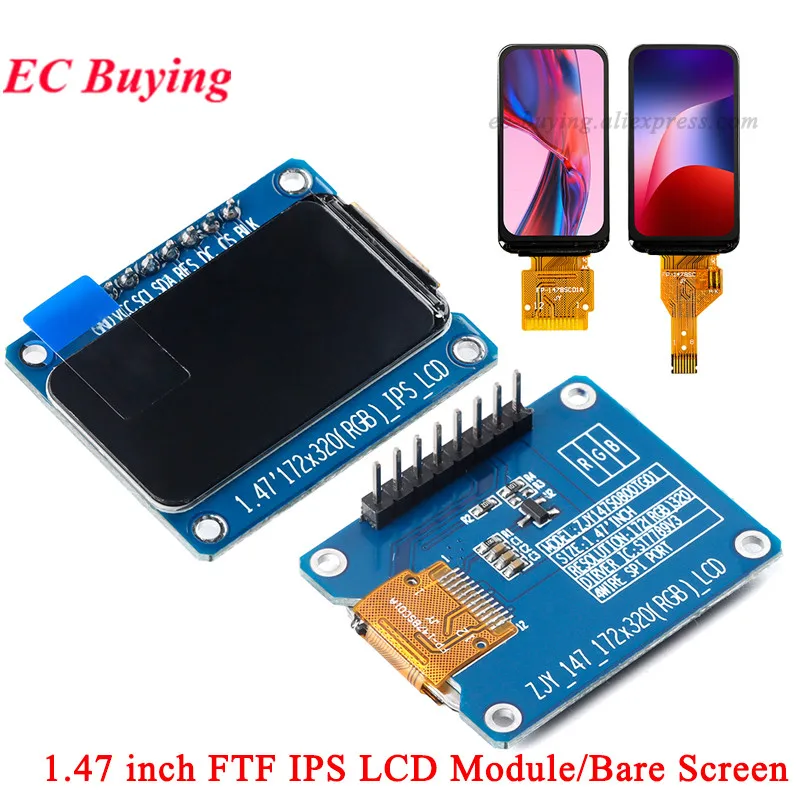 1.47 Inch IPS Display Screen LCD Module TFT 1.47" 172*320 SPI Interface ...