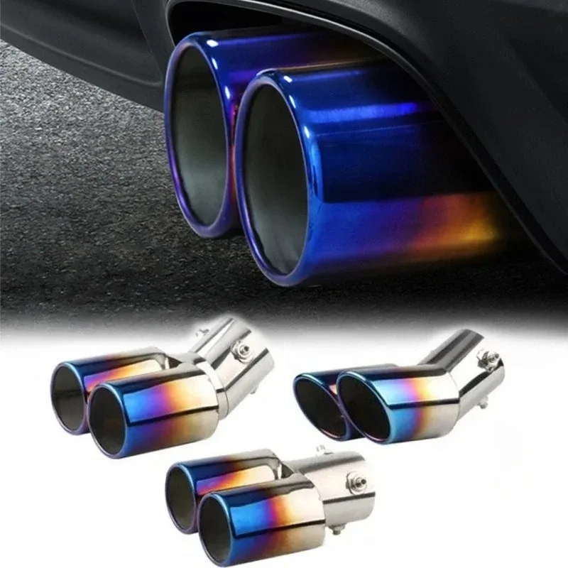 HDE For Car Exhausts Double Muffler Universal Car Rear Tail Throat High ...