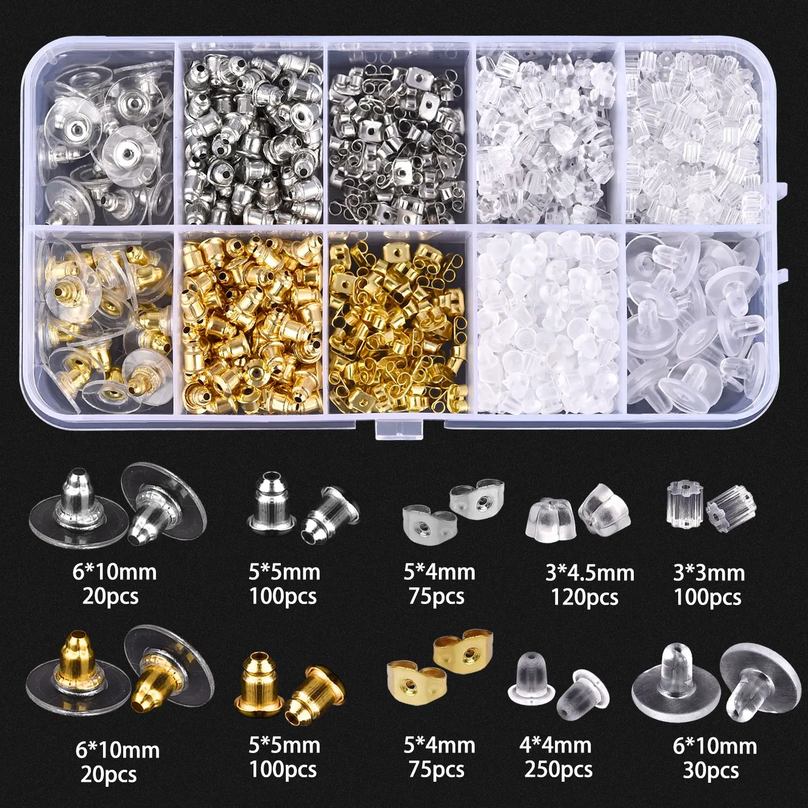 Boxed-Soft-Silicone-Rubber-Earring-Back-Stoppers-For-Stud-Earring-DIY ...