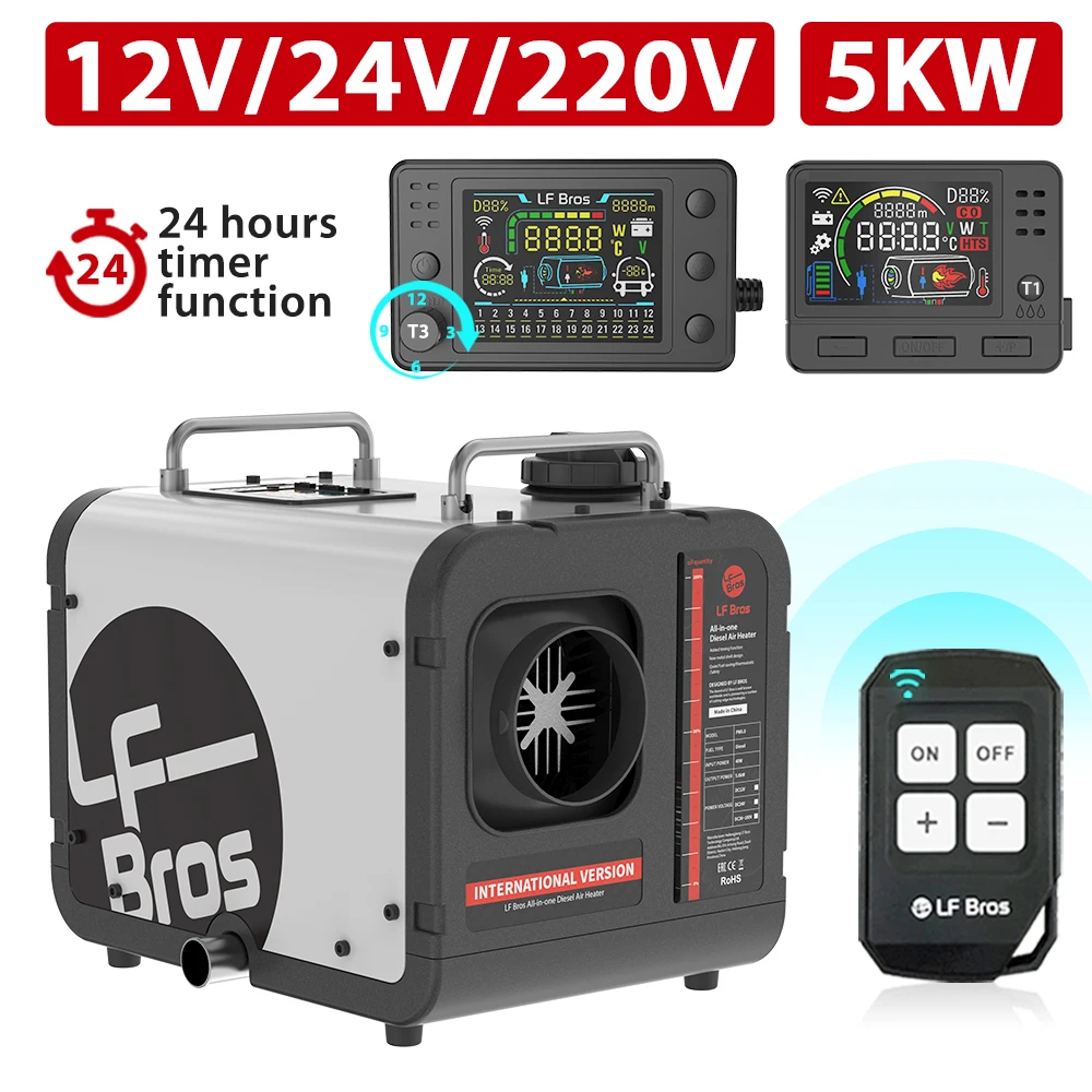 LF Bros 5KW Air Diesel Heater Plus 12V 24V Horizontal All In One 220V Parking Car Warmer Matal ...
